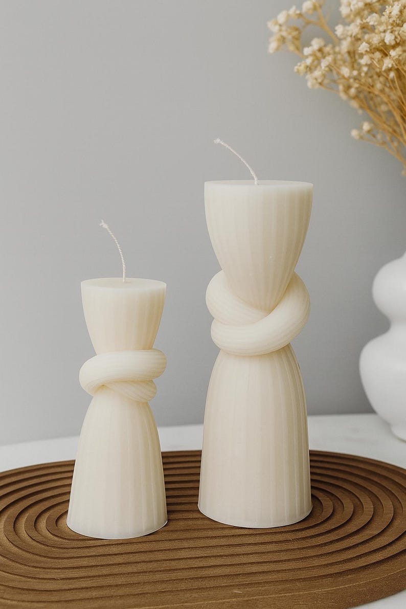 Cylindrical Knot Soy Wax Candle: Minimalist Home Decor - Etsy