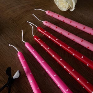 Red Heart Taper Candle Set of 2, Valentine's Taper Candles,dinner Taper ...