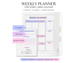 Retro Weekly Planner for Kobo Libra Colour, Elipsa 2E, Sage | 6 Months ...