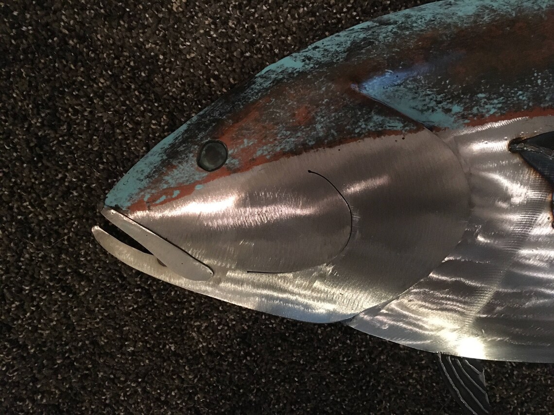 Blue Fin Tuna 35in Handmade Metal Fish Sculpture Tropical - Etsy