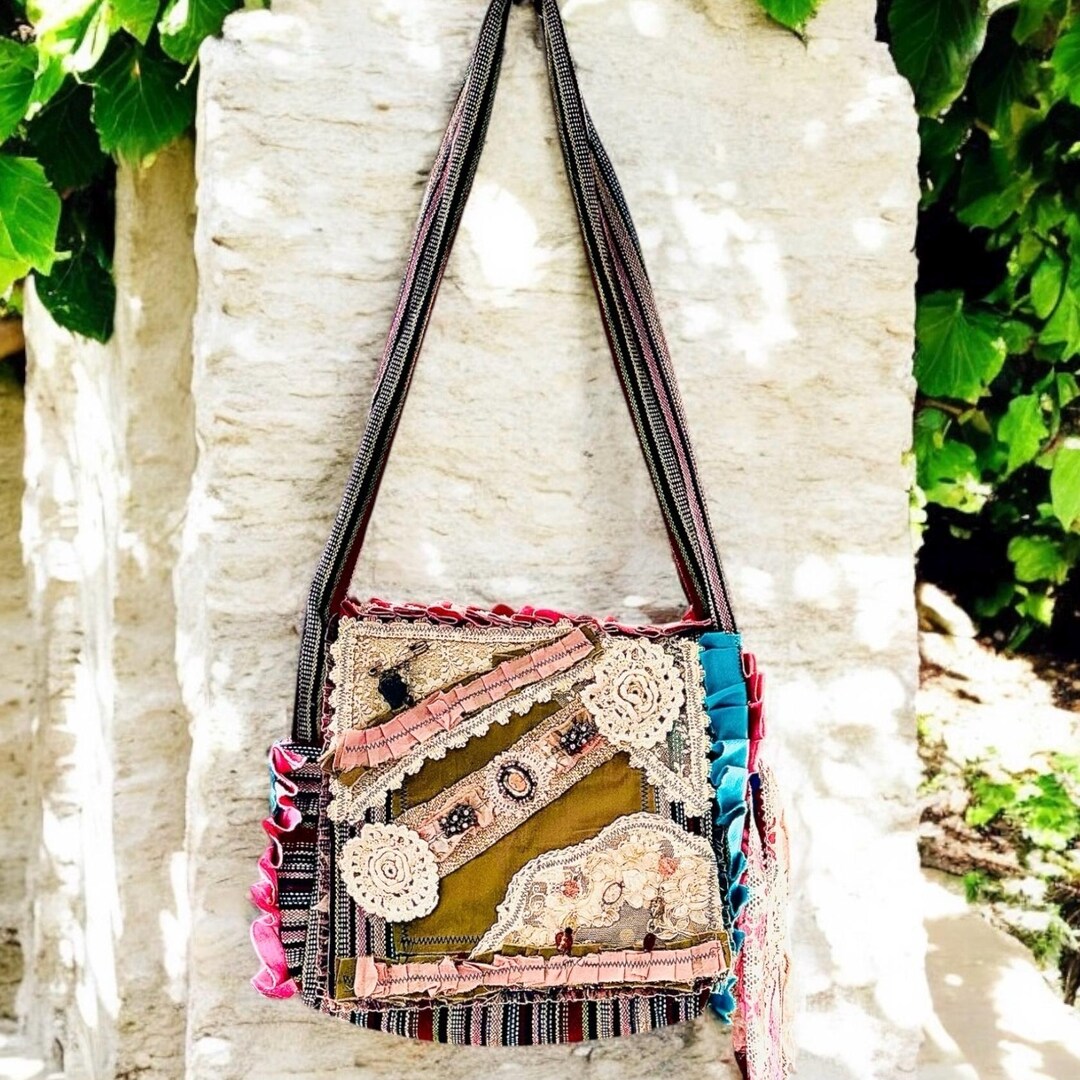 Upcycled Boho Messenger Bag – Fair Trade, Large Hippie Crossbody ...