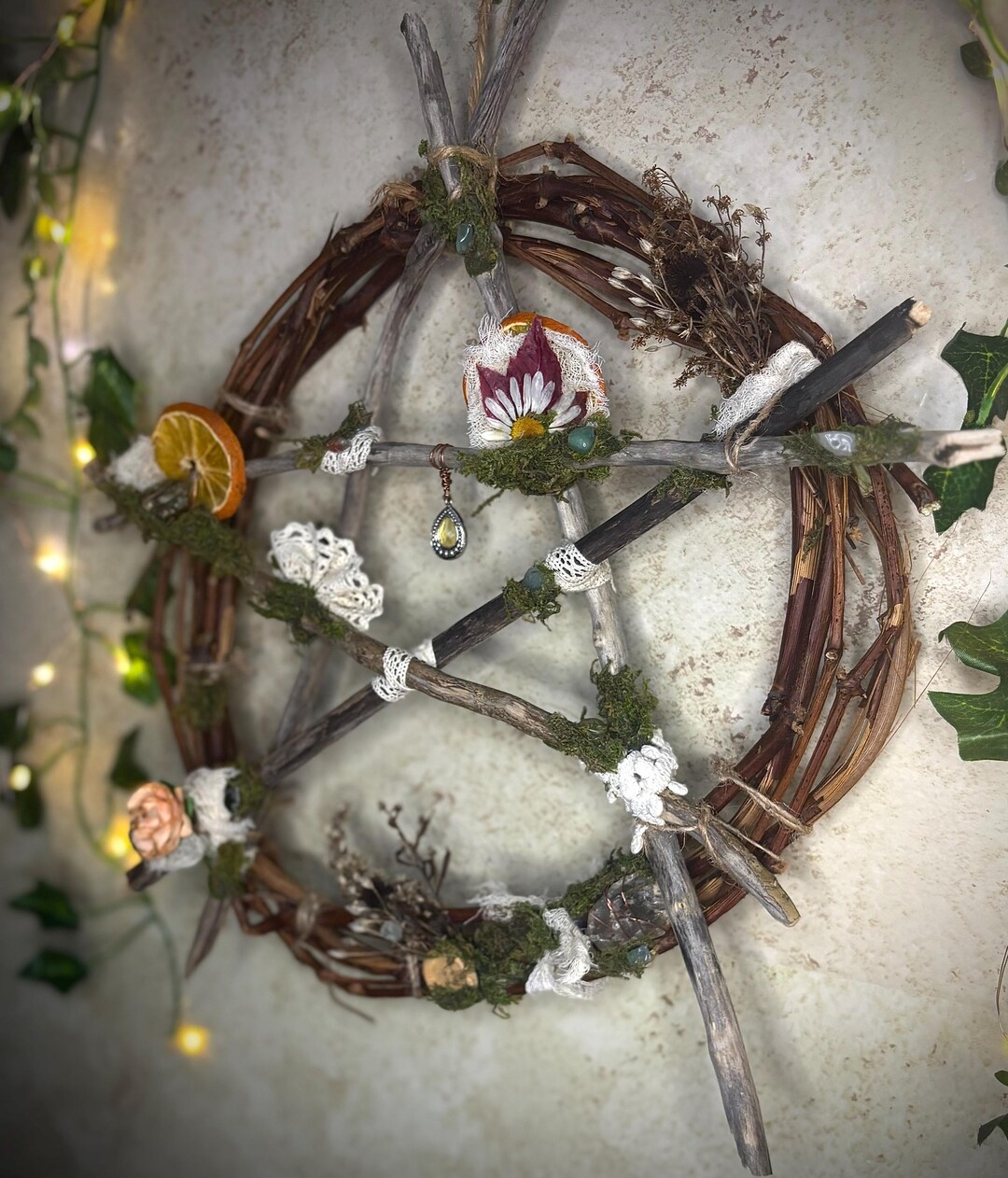Pentacle Wreath, Pagan, Wiccan Decor, Handmade Witch Wreath, Magical ...
