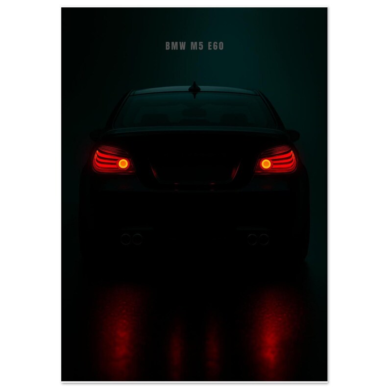 BMW M5 E60 Poster With Text | Rear View V10 Fine Art Print | Dark BMW ...