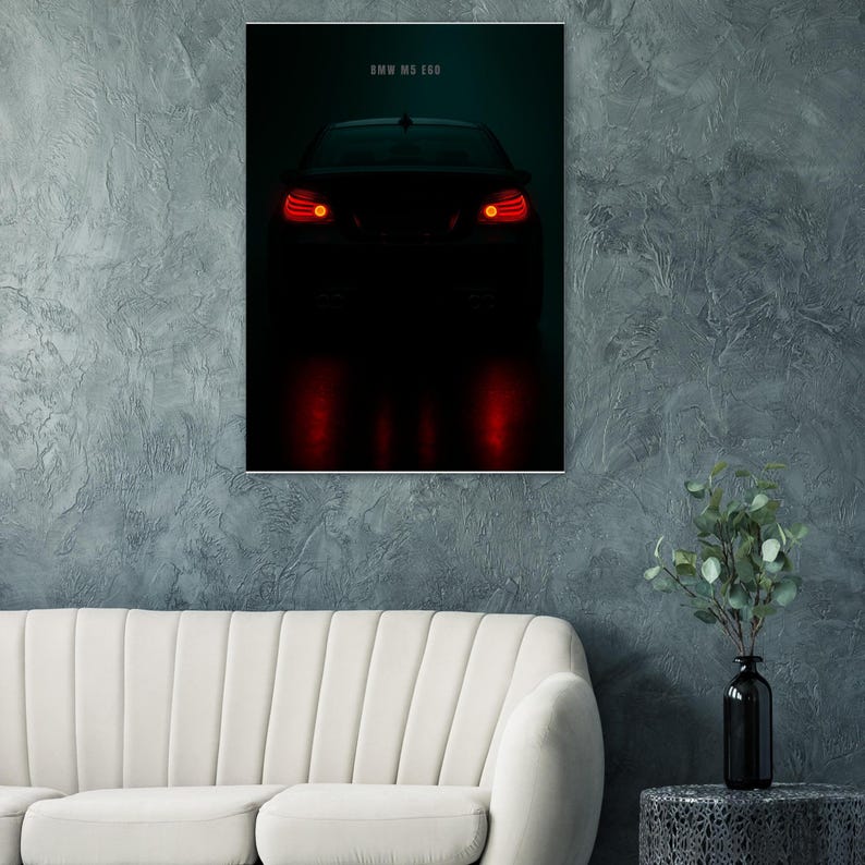 BMW M5 E60 Poster With Text | Rear View V10 Fine Art Print | Dark BMW ...