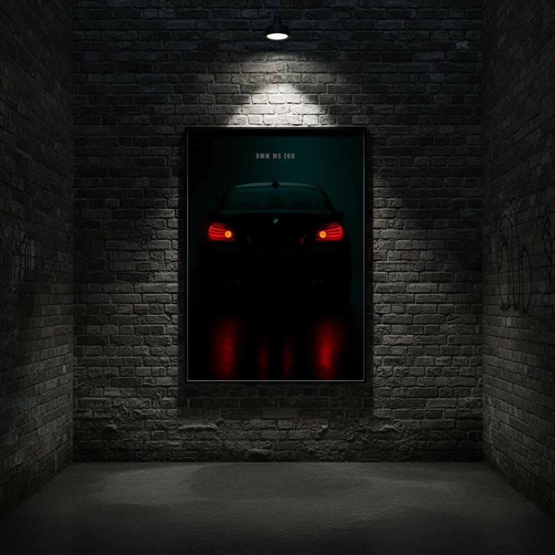 BMW M5 E60 Poster With Text | Rear View V10 Fine Art Print | Dark BMW ...