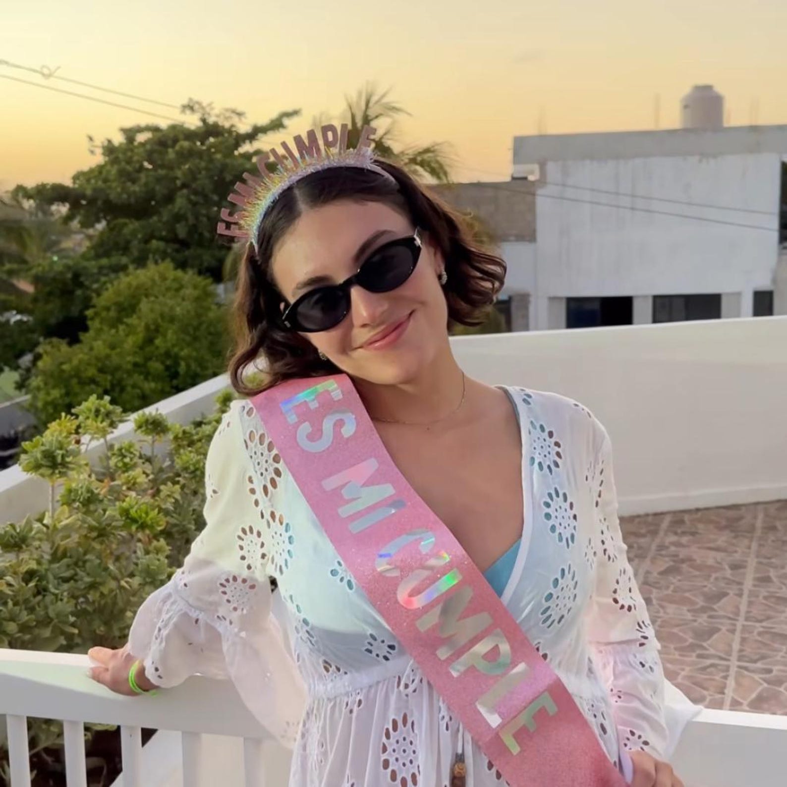 Latina Birthday, It's My Birthday, Headband & Sash, Glitter Pink, Feliz ...