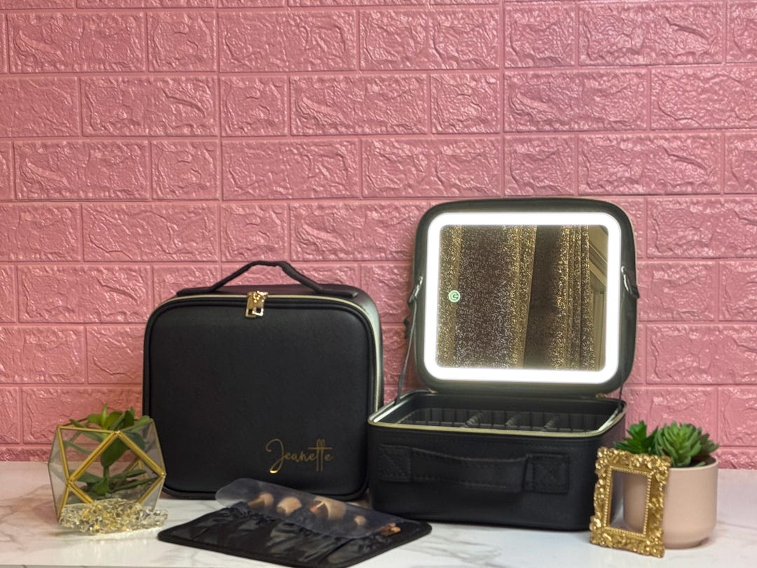 Personalized Makeup Bag Travel Case With Led Mirror,cosmetic Bag With ...