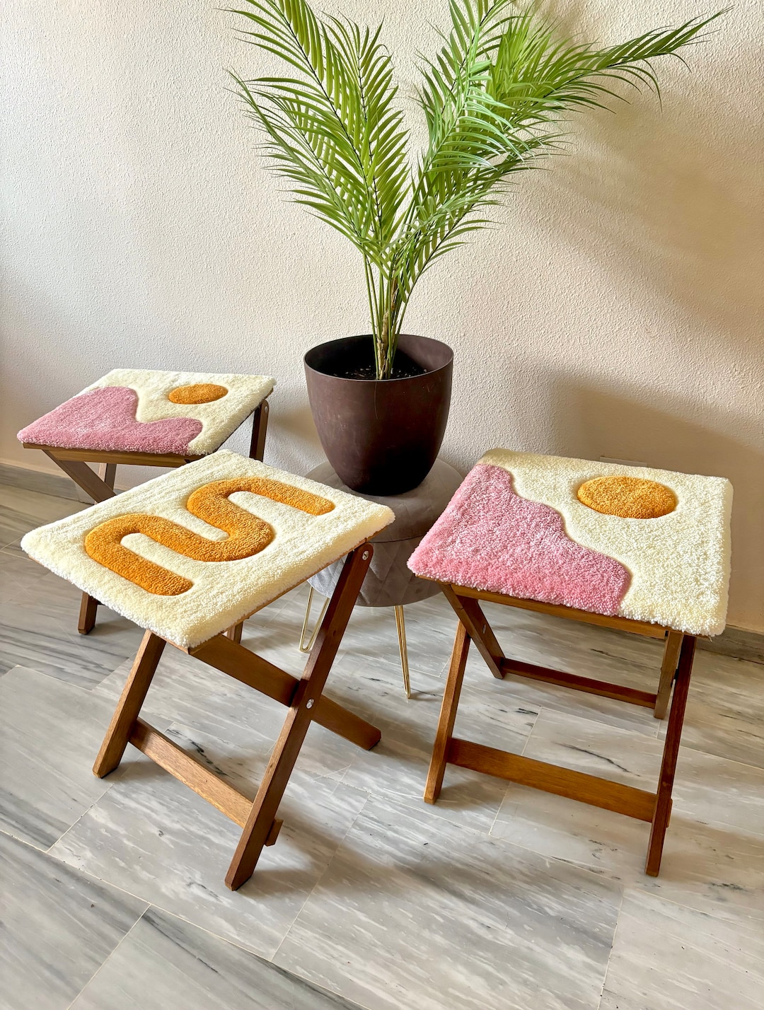 Tufted Stool, Stool, Art Seat, Textile Art Furniture, Handmade Rug ...