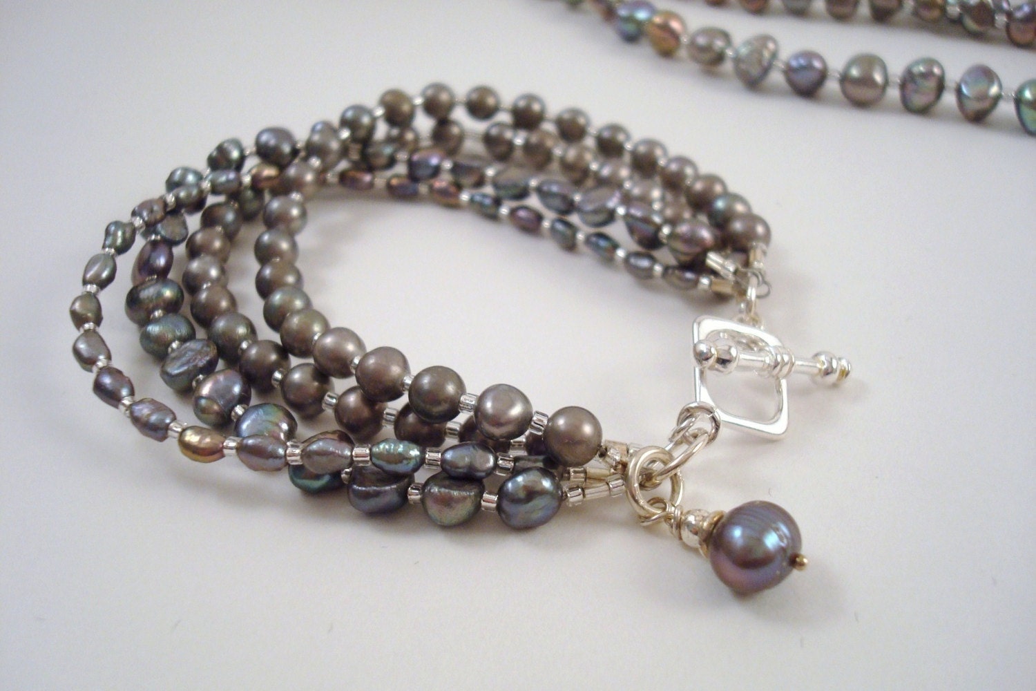 Silver Pearls and a Flower - Etsy