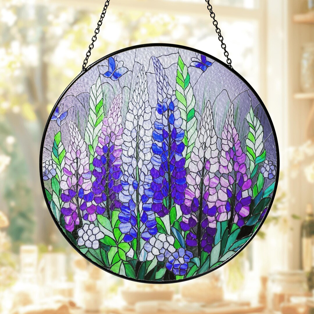 Texas Bluebonnet Stained Glass, Wildflowers Glass Window Hangings, Wild ...
