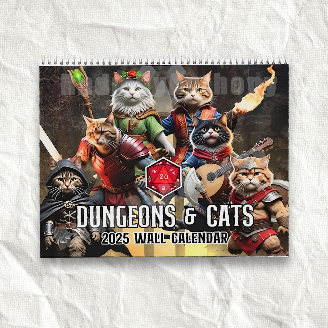 DND Calendar 2025 Cat Calendar, Dnd Christmas Gift, Dnd Cat, Medieval ...