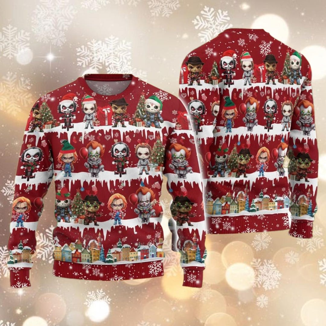 Christmas Horror Movie Ugly Sweater, Halloween Sweater, Scary Movie ...