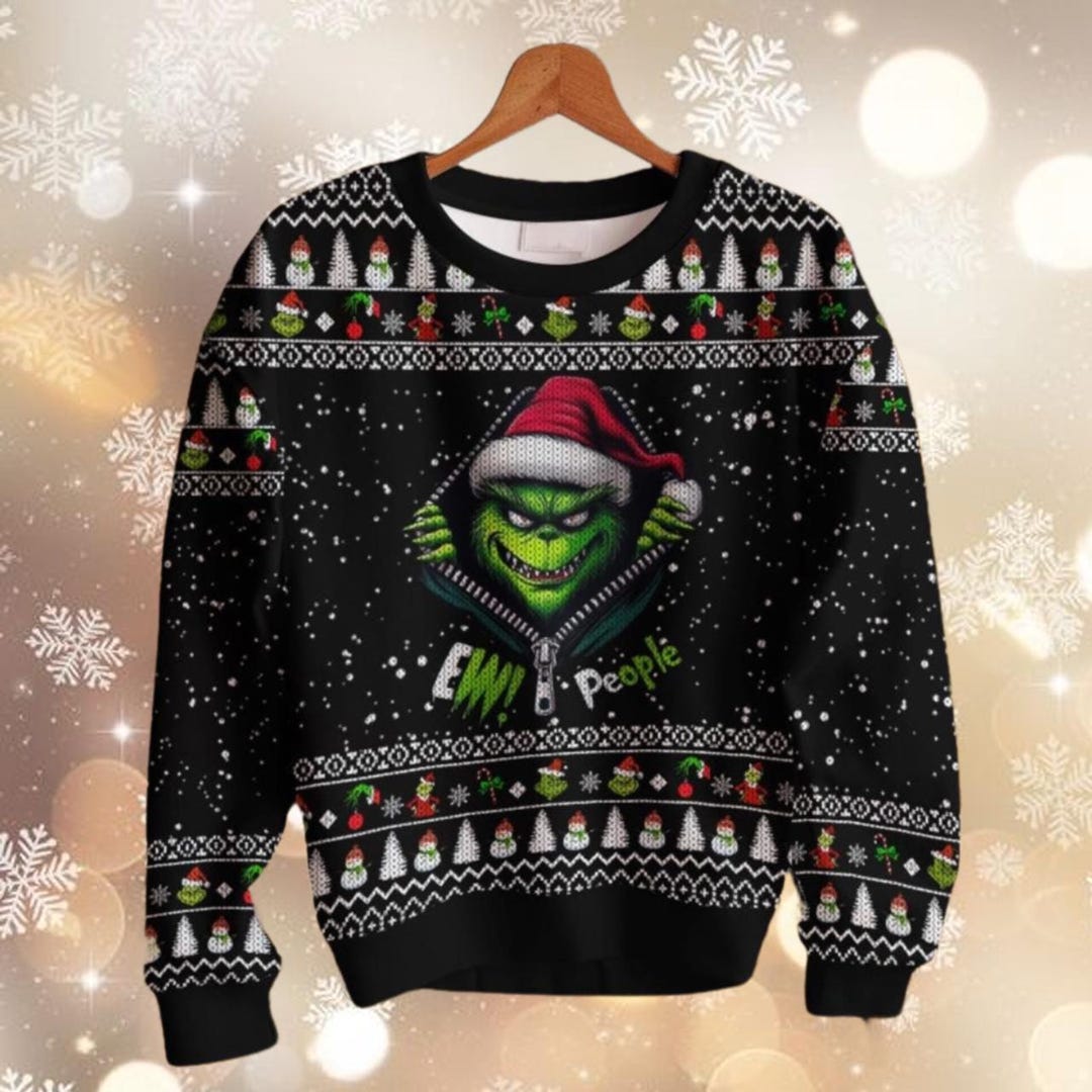 Grinchmas Christmas Sweater, Grinch Ew People Ugly Xmas Sweater ...