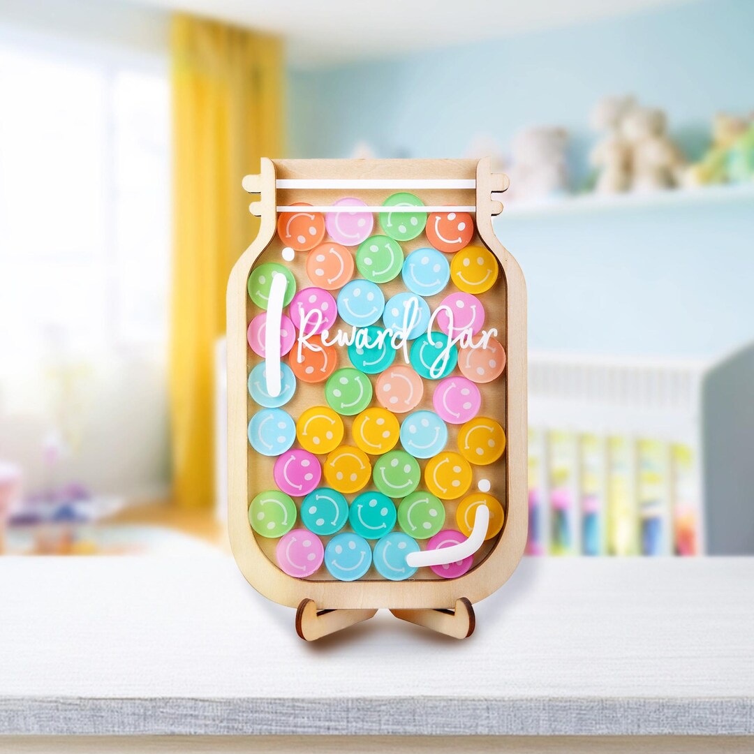 Custom Smiley Face Reward Jar, Personalised Gift for Teacher, Colorful ...