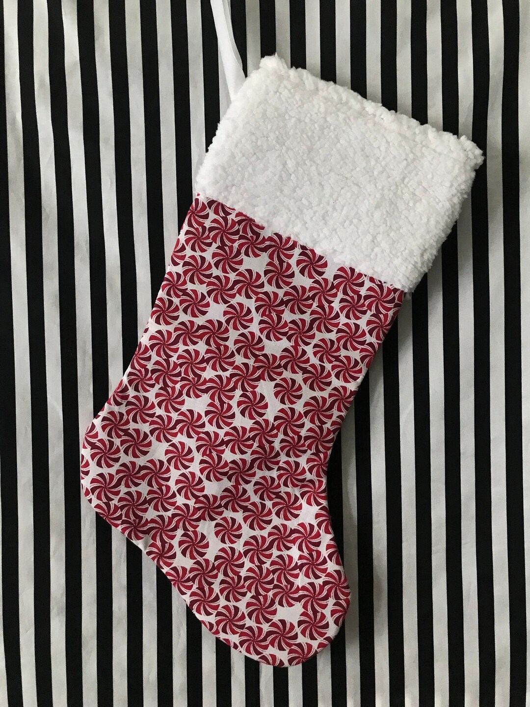 Candy Cane Swirl Holiday Stocking - Etsy