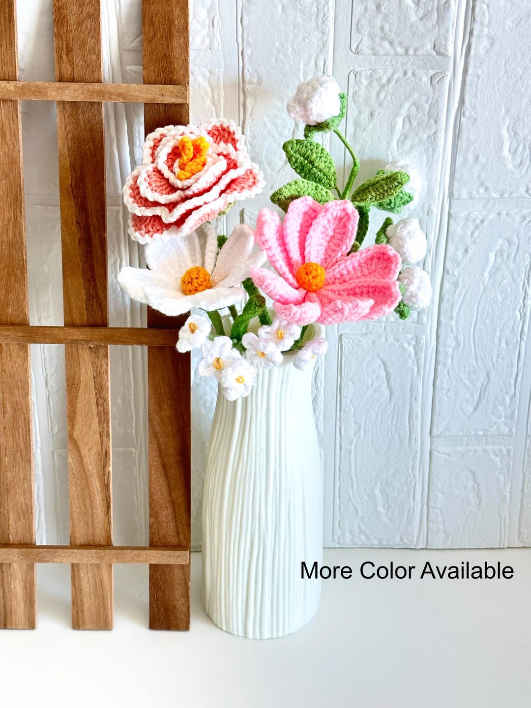 Crocheted Flowers Bouquet, Tulip, Rose, Cosmos, Lily of Valley, Wedding ...