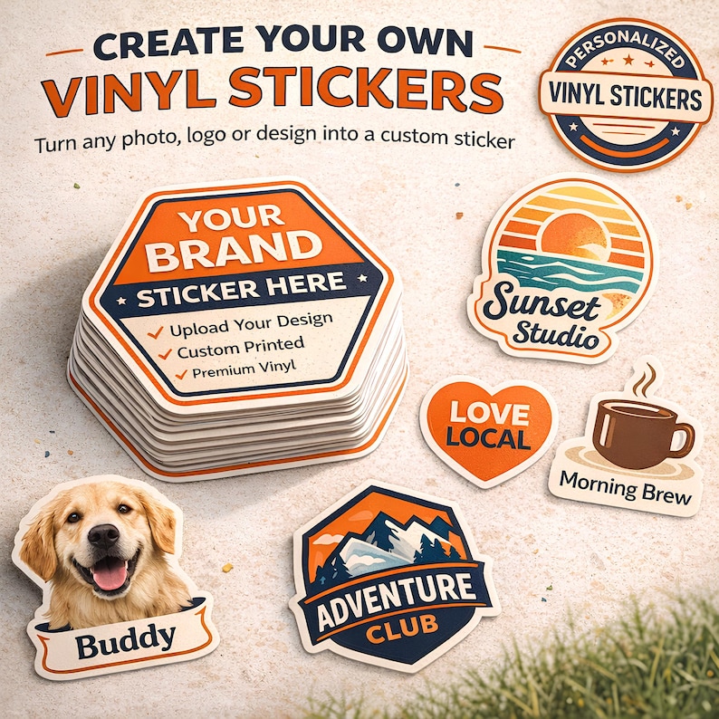 Custom Waterproof Die Cut Stickers, Personalized Vinyl Stickers ...