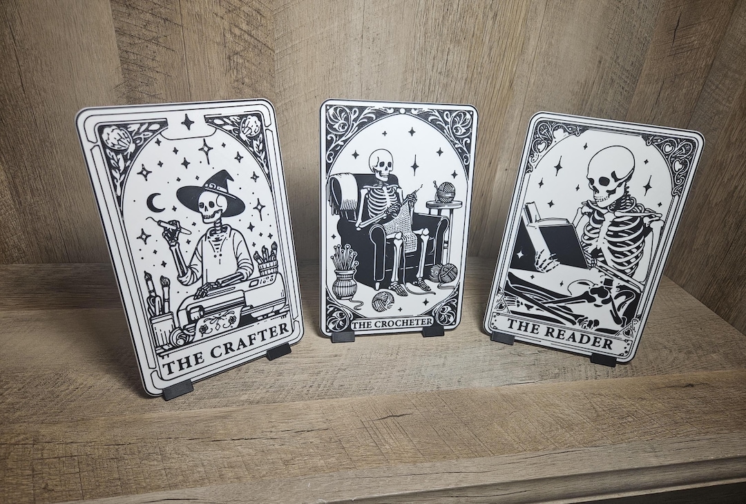 Tarot Card Shelf Decor - 3D Printed Skeleton Crafter Sign for Craft ...
