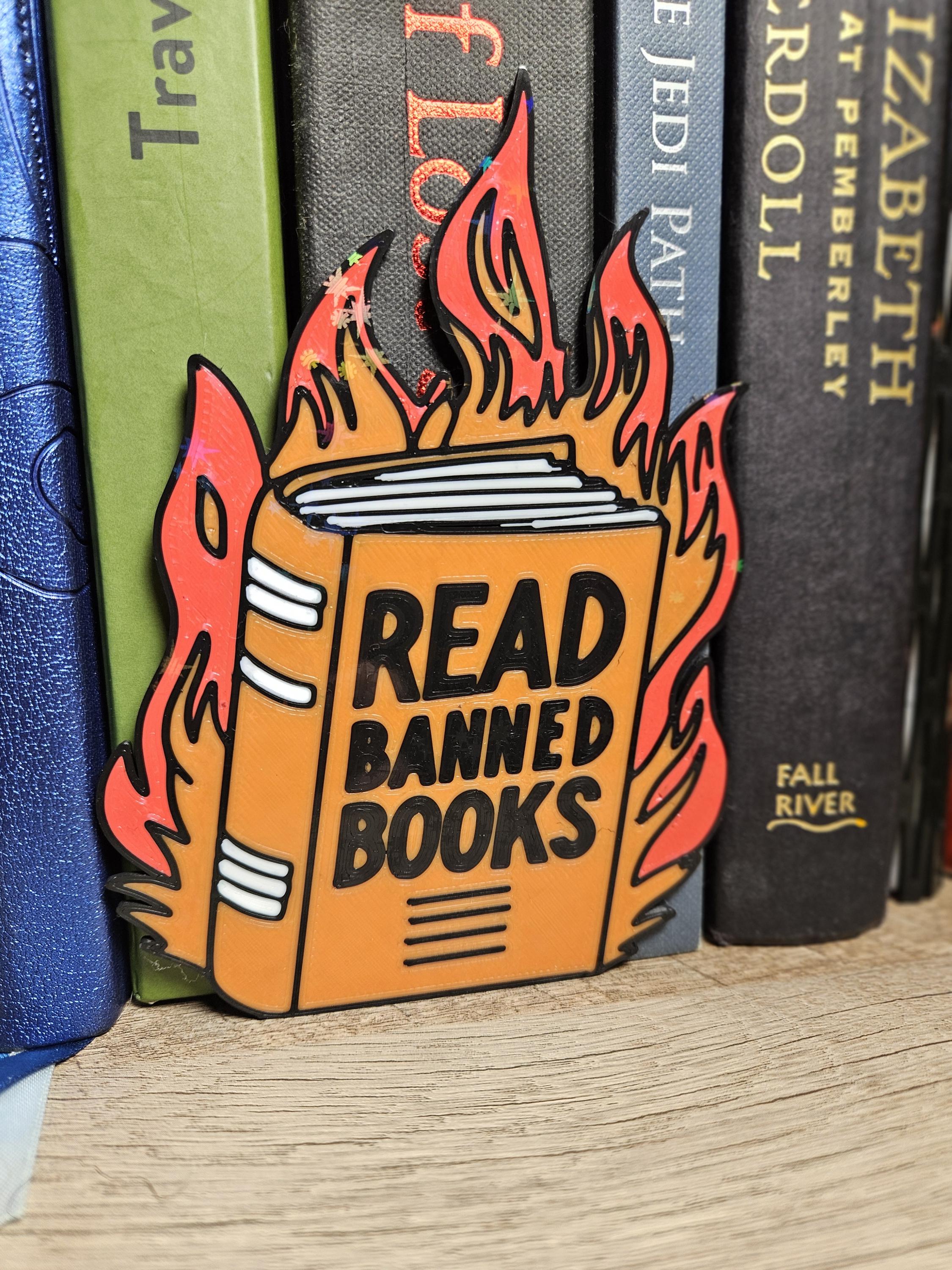Bookshelf Decor "read Banned Books" Holographic Book Decoration Two ...