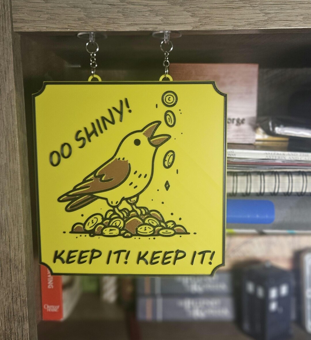 Hanging Bookshelf Sign Bookish Decor Cute Hoarding Corvid With Adhesive ...