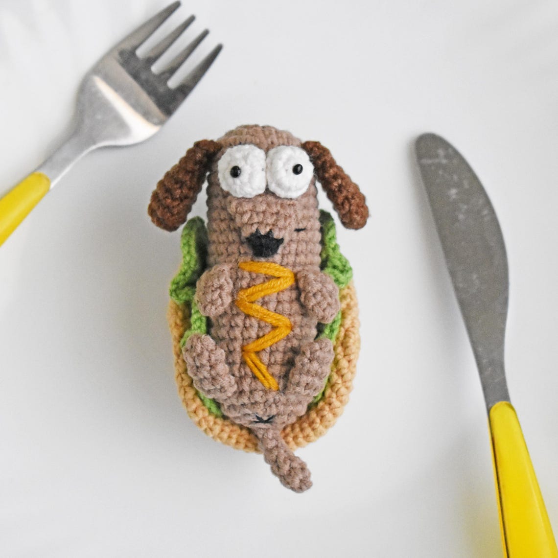 Dog HOT DOG Crochet Pattern, Amigurumi Funny Food Toy, PDF File - Etsy