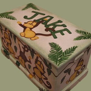 Custom Jungle Monkey Toy Box With Mint Green Background, Done With ...