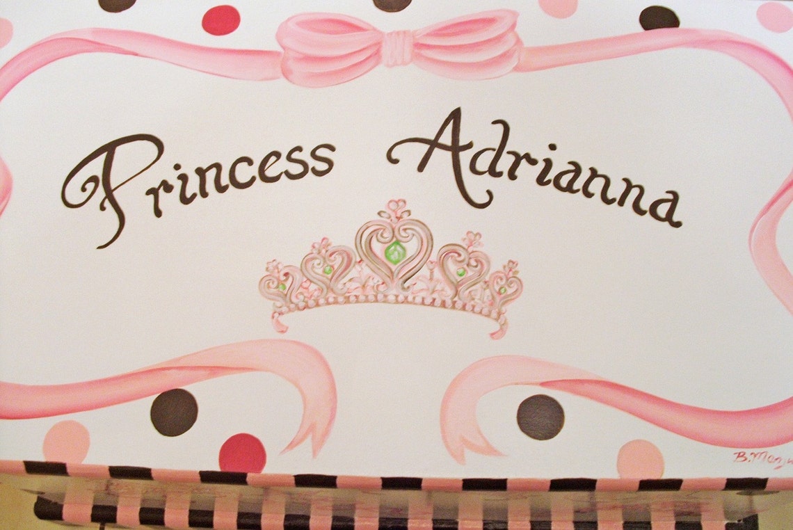 Princess Tiara Toy Chest With Polka Dots Custom Designed - Etsy