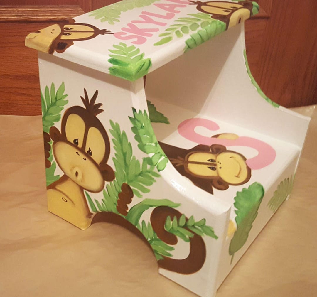 Custom Designed Jungle Monkey Wooden Step Stool - Etsy