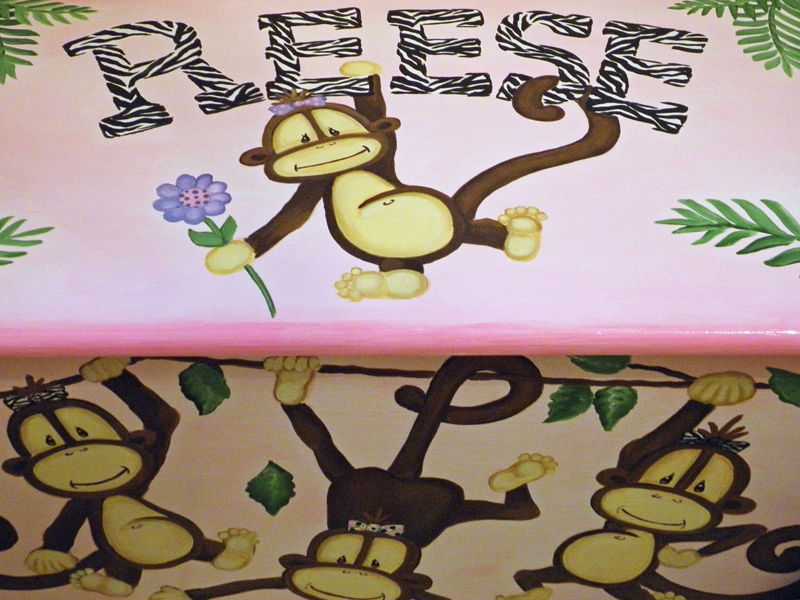 Custom Jungle Monkey Toy Box With Zebra Accents Done With - Etsy