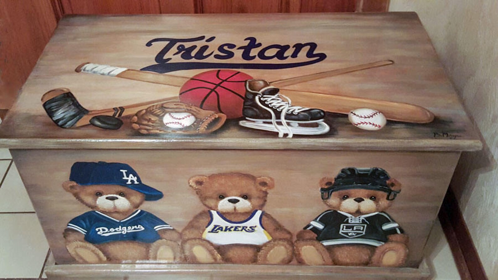 Teddy Bear Sports TOY BOX Kids Furniture Toy chest | Etsy