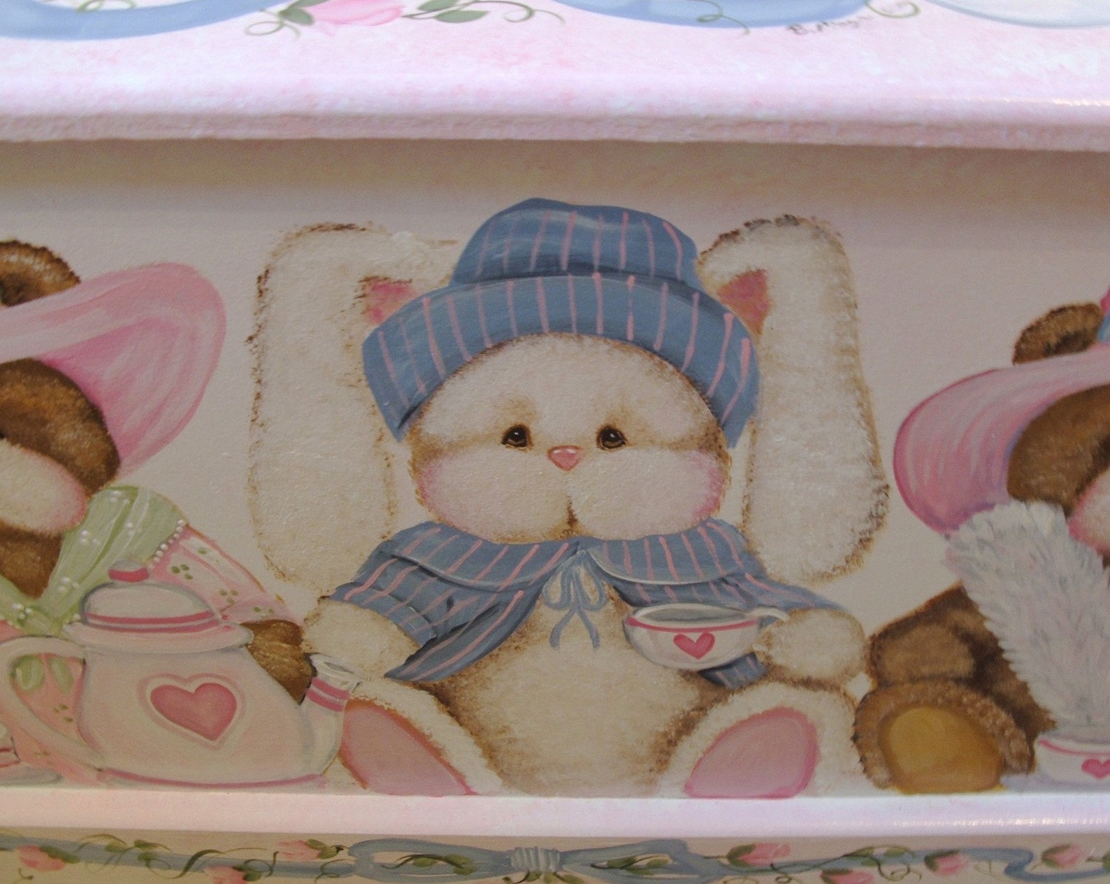 Teddy Bear and Bunny Tea Party Toy Box Personalized Kids Room - Etsy