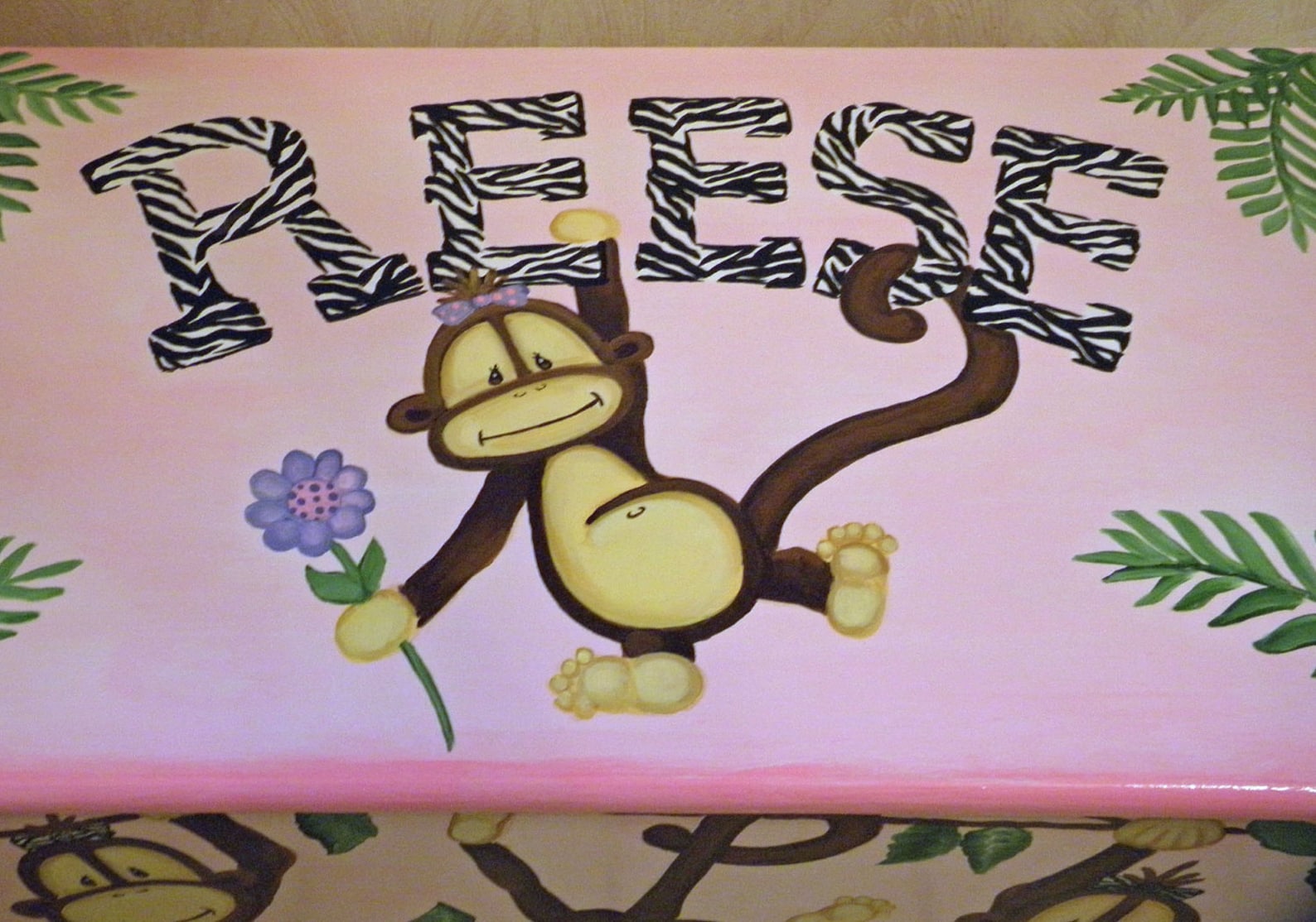 Custom Jungle Monkey Toy Box With Zebra Accents Done With - Etsy
