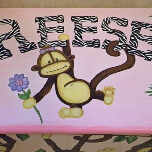 Custom Jungle Monkey Toy Box With Zebra Accents Done With - Etsy