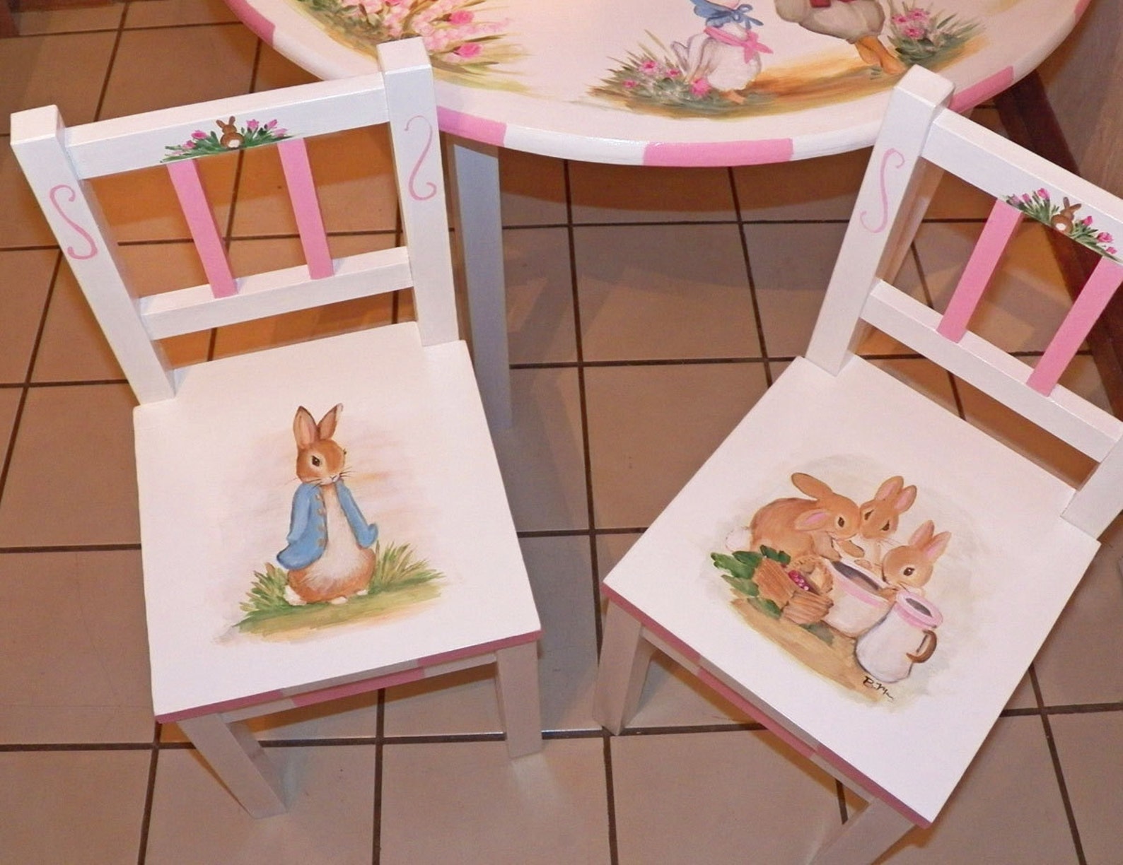 Custom Designed Bunny Rabbit Table and Chair set with | Etsy