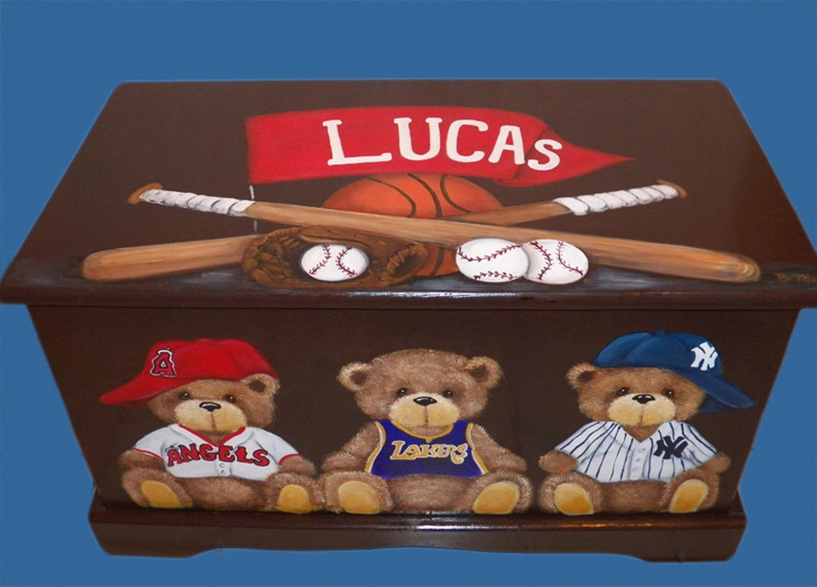 Custom Sports Teddy Bear Espresso Toy Box Diseñado con su - Etsy España