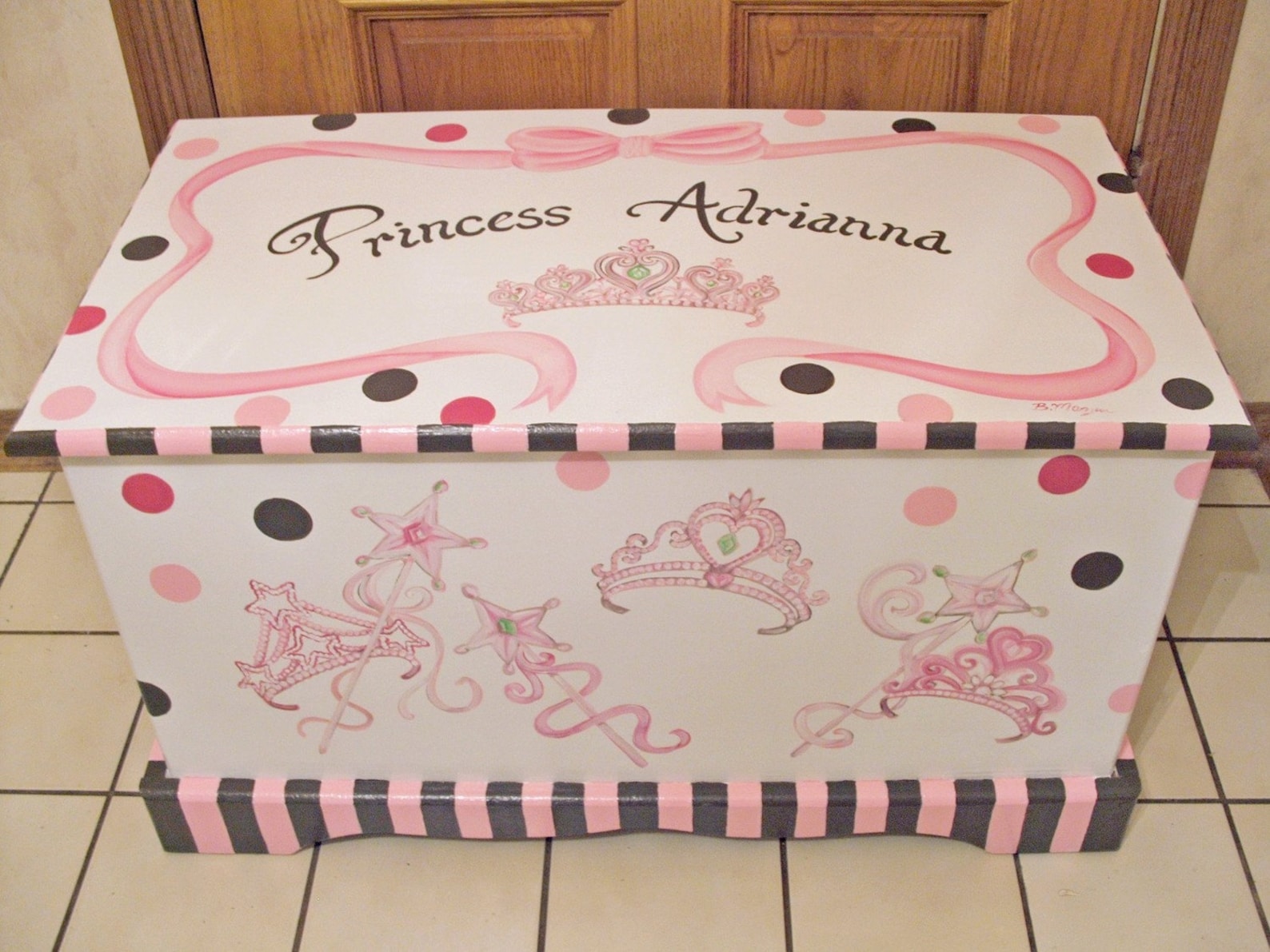Princess Tiara Toy Chest With Polka Dots Custom Designed - Etsy