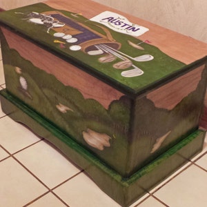 Golf Themed Toy Chest Done With Monogram or Name on Lid, Kids Furniture ...