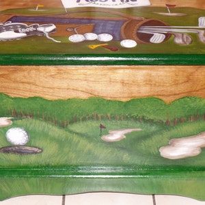 Golf Themed Toy Chest Done With Monogram or Name on Lid, Kids Furniture ...