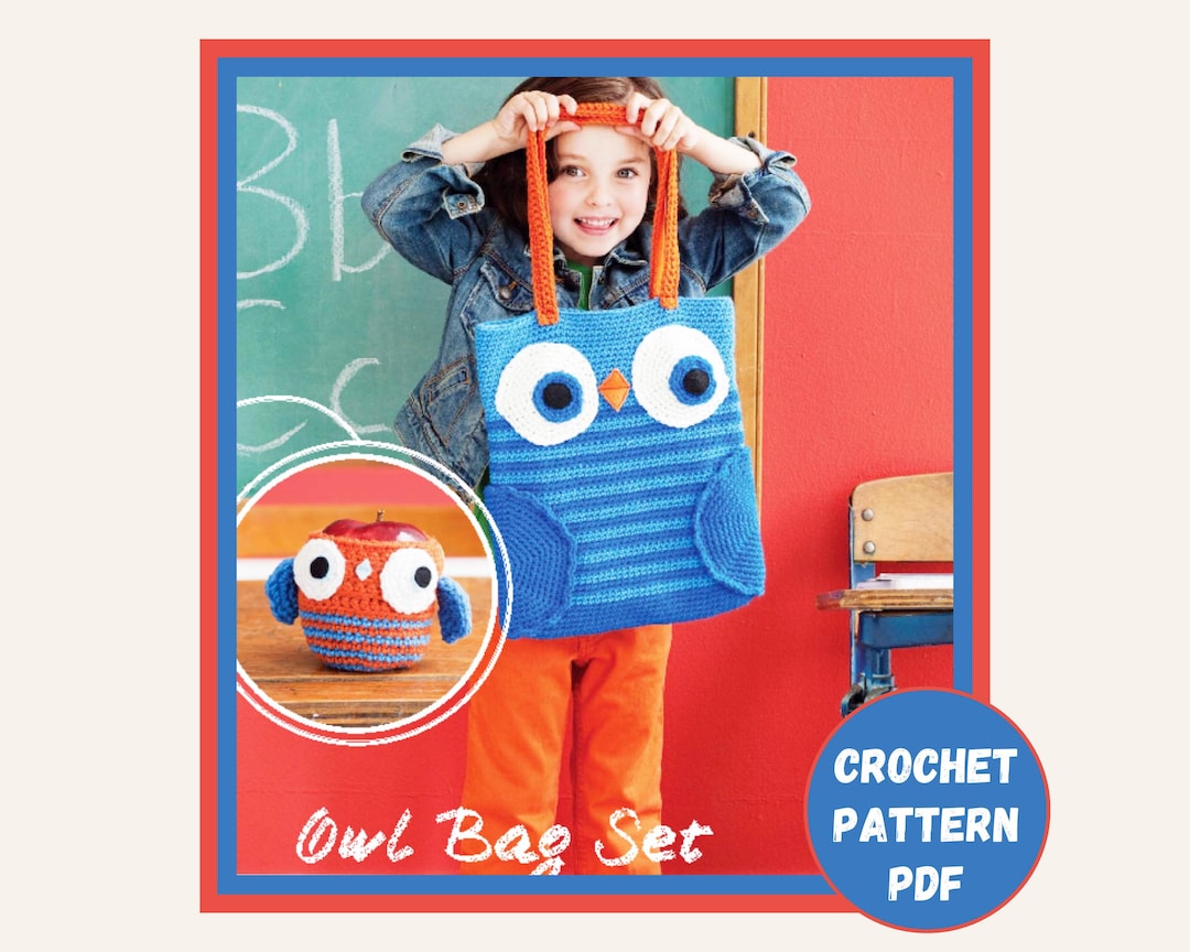Crochet Owl Book Bag Pattern, Book Bag Pattern, Vintage Crochet Pattern ...