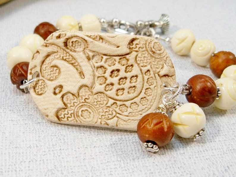 Pottery Bracelet | Ceramic Bead Cuff Bracelet | Ceramic Beads | Trendy ...