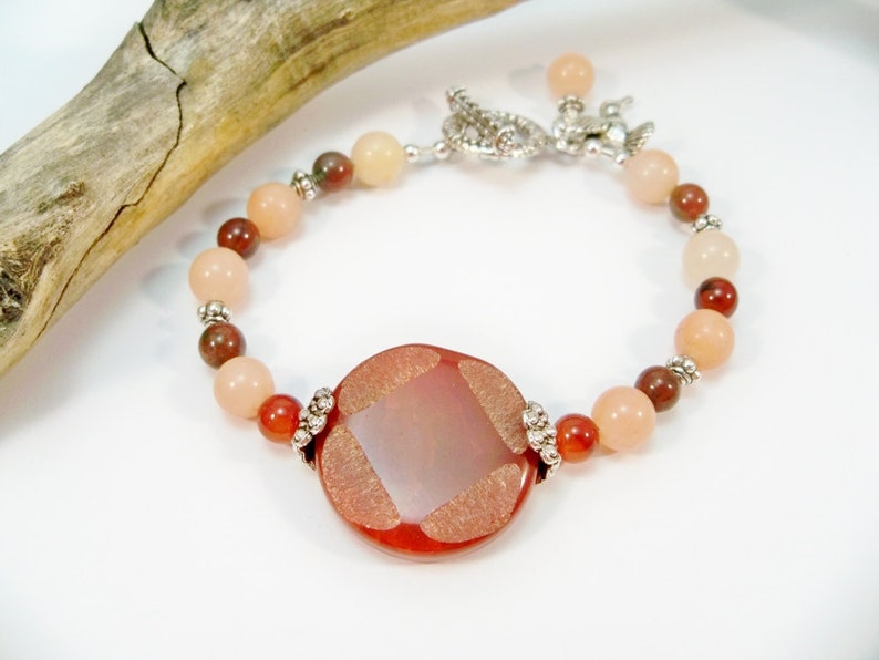 Gemstone Single Strand Bracelet Blood Red Bracelet Orange - Etsy