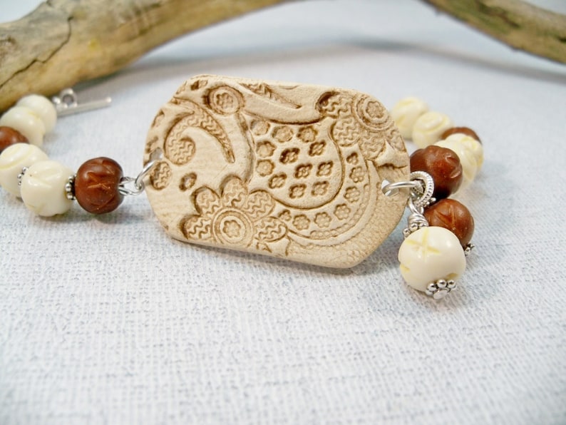 Pottery Bracelet | Ceramic Bead Cuff Bracelet | Ceramic Beads | Trendy ...
