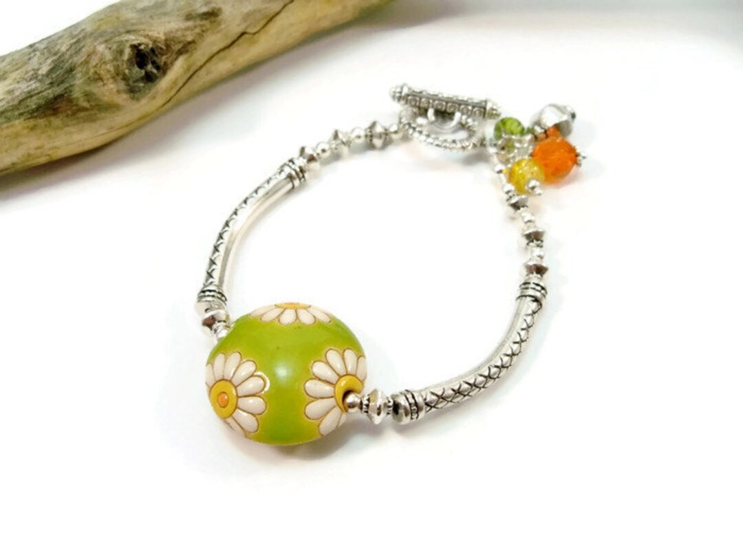 Spring Flower Bracelet, Golem Flower Bead, Spring Color Bracelet ...