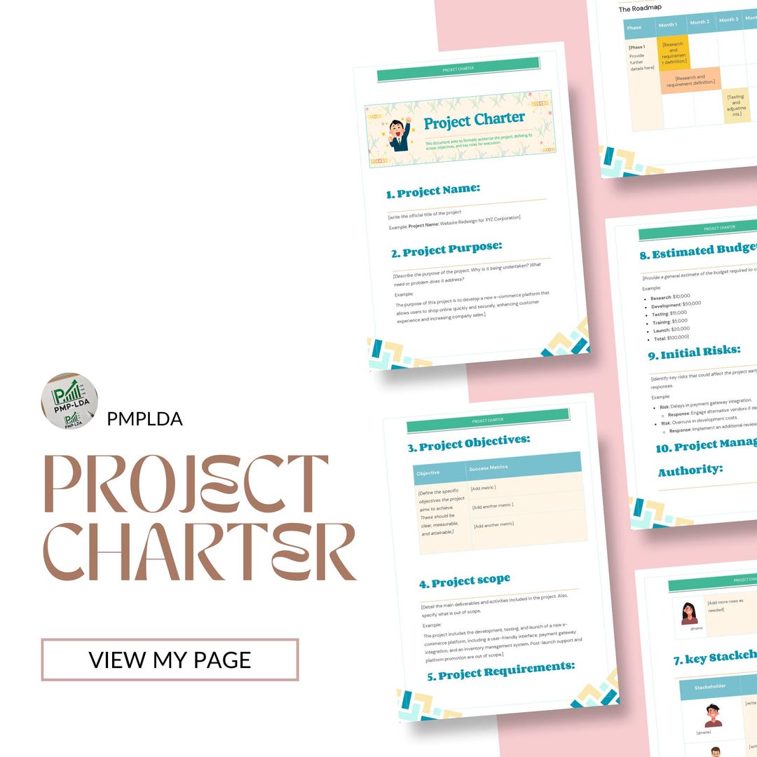 Project Charter Template Complete Editable Project Management Document ...