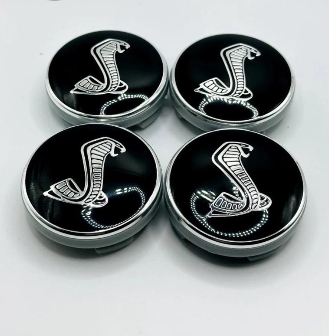 Set of 4 Black Ford Shelby Alloy Wheel Center Caps 54mm, Black Center ...