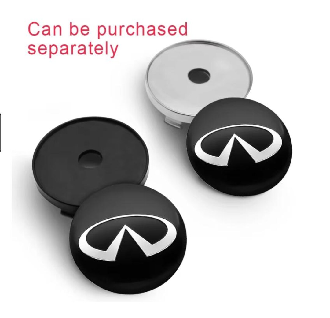 4pcs Infiniti Alloy Wheel Caps 60mm/56mm Chrome Black, Emblem Stickers ...