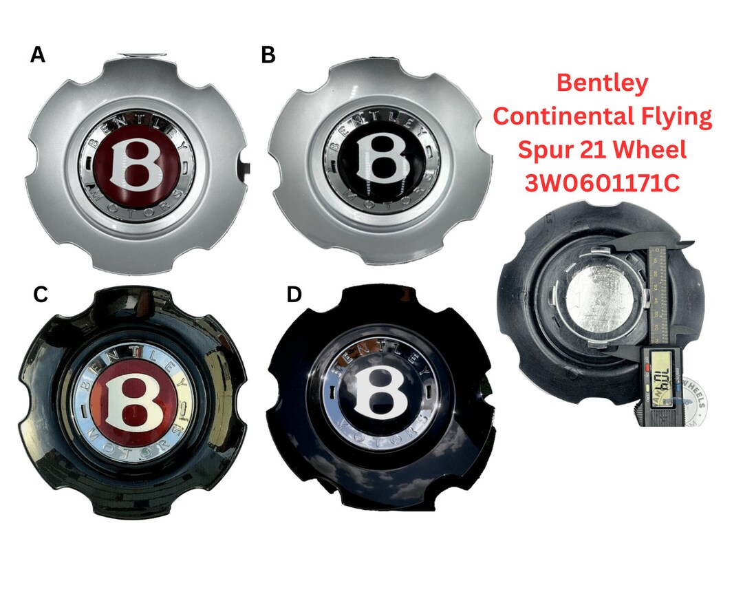 Bentley Wheel Center Caps Silver, Black set of 4, Center Cap Fits ...