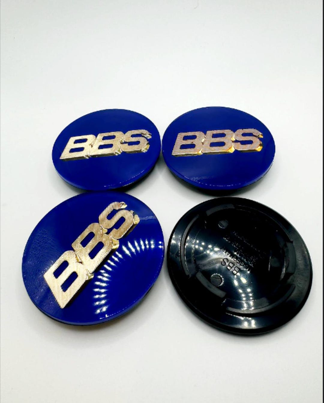 Set of 4 Blue/gold BBS Alloy Wheel Center Caps 69mm, Blue/gold Center ...