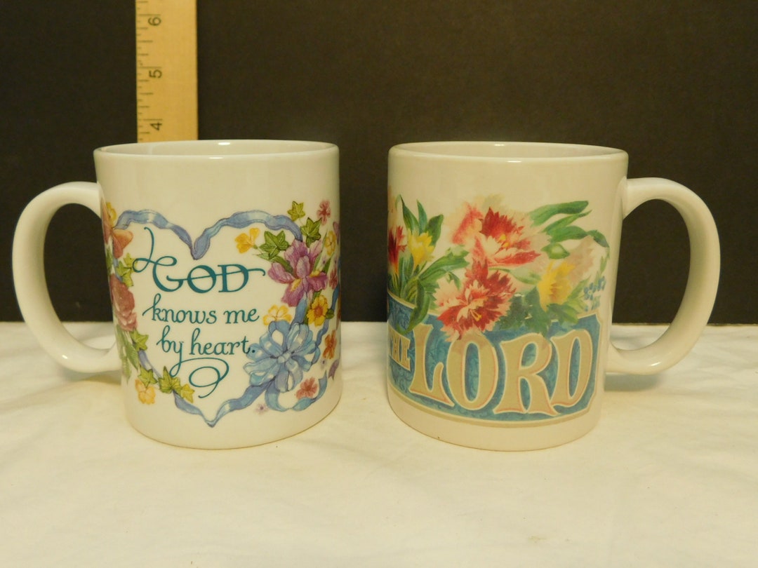 2 Coffee Tea Cups Mugs Christian Theme Praise the Lord & God - Etsy