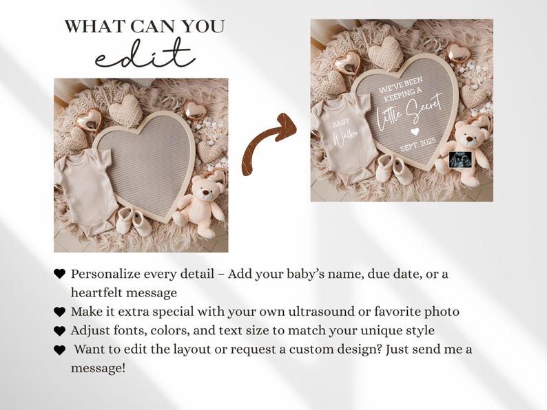 Simple Digital Pregnancy Announcement Gender Neutral Heart Baby ...